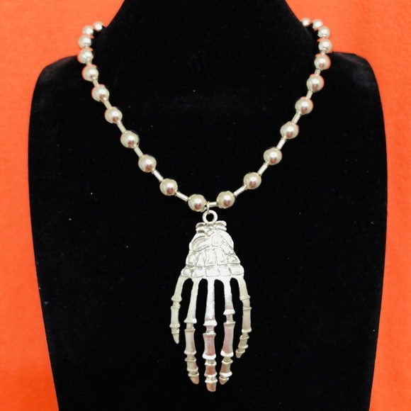 Jewelry | Gothic Hand Skeleton Pendant Necklace Ball Chain | Poshmark